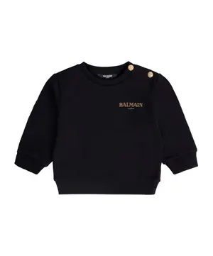 Balmain Logo-embellished Sweatshirt With Ribbed Details - Black