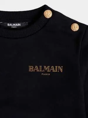 Balmain Logo-embellished Sweatshirt With Ribbed Details - Black