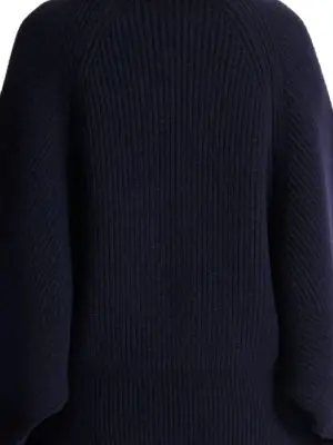 Balmain Ribbed-knit Logo-patch High Neck Sweater - Blue