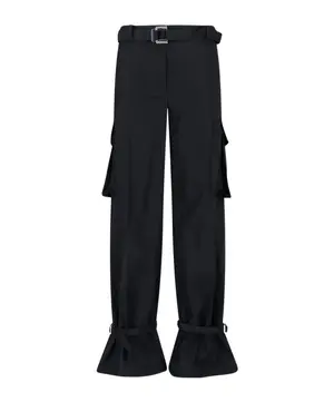 Attico Belted Long Cargo Pants - Black