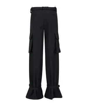Attico Belted Long Cargo Pants - Black