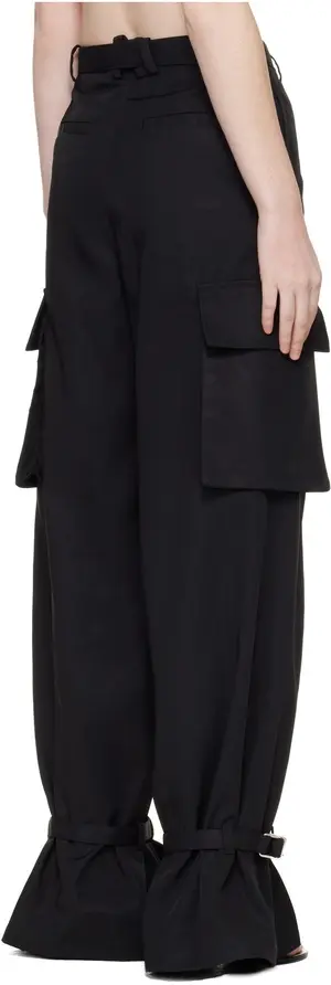 Attico Belted Long Cargo Pants - Black
