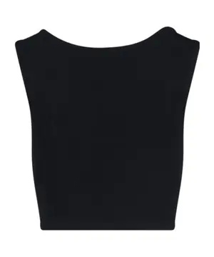 VIVIENNE WESTWOOD Orb Embroidered Ribbed Cropped Top - Black