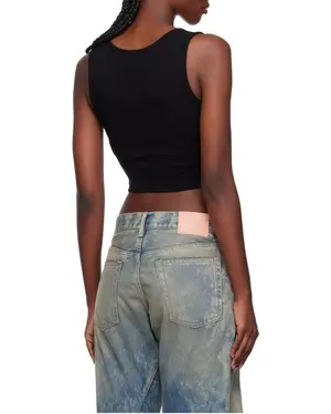 VIVIENNE WESTWOOD Orb Embroidered Ribbed Cropped Top - Black