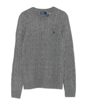 Polo Ralph Lauren Cable-knitted Jumper With Embroidered Logo - Grey