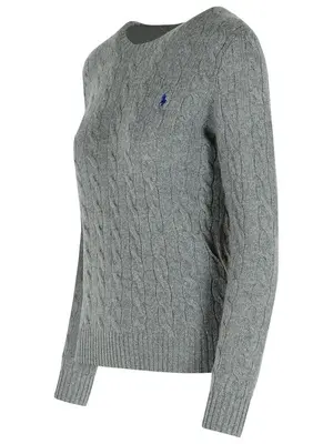 Polo Ralph Lauren Cable-knitted Jumper With Embroidered Logo - Grey