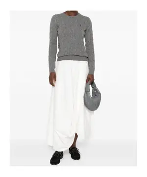 Polo Ralph Lauren Cable-knitted Jumper With Embroidered Logo - Grey