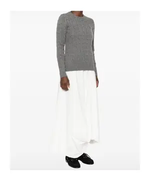 Polo Ralph Lauren Cable-knitted Jumper With Embroidered Logo - Grey