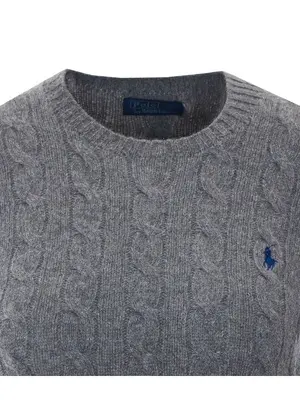 Polo Ralph Lauren Cable-knitted Jumper With Embroidered Logo - Grey