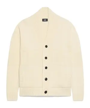 Gcds Logo Embossed V-neck Cardigan - Bone