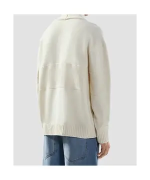 Gcds Logo Embossed V-neck Cardigan - Bone