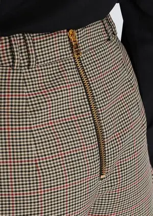 Balmain High-waisted Button-embellished Houndstooth Shorts
