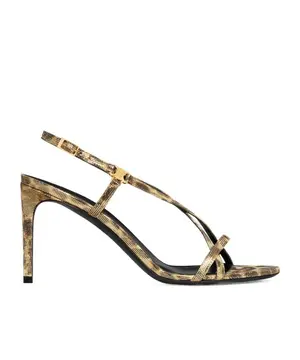 Celine Criss Cross Sandal With Triomphe In Leopard Printed Suede
