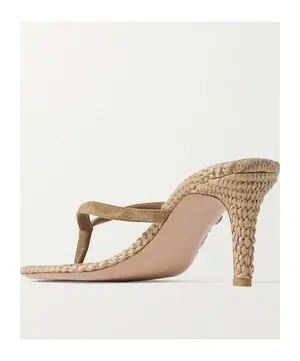 GIANVITO ROSSI Raffia And Suede Thong Sandals