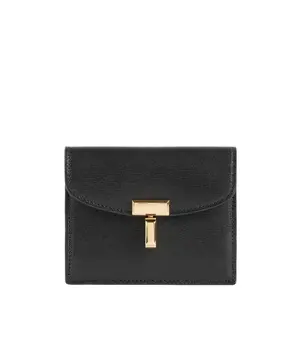 TOTEME T-lock Leather Card Holder - Black