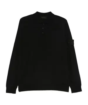 Men's Black Long Sleeve Polos