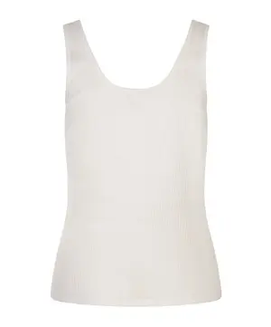 Chloé Crewneck Ribbed Tank Top With Pineapple Patch - White