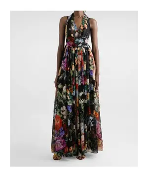 Dolce & Gabbana Floral Print Halterneck Maxi Dress