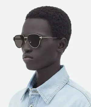 Bottega Veneta Glaze Metal Aviator Sunglasses