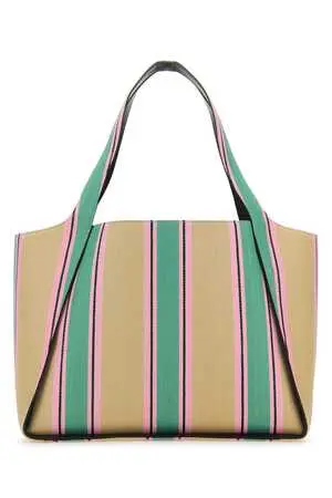 Stella McCartney Striped Logo Tote Bag - Nude