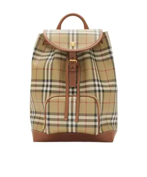 Burberry Check Flap Backpack - Archive Beige/briar Brown