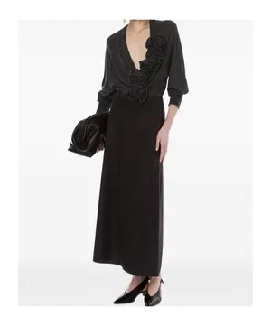 Alberta Ferretti High Waist Pleated Midi Skirt