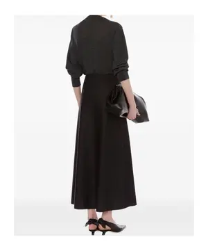 Alberta Ferretti High Waist Pleated Midi Skirt