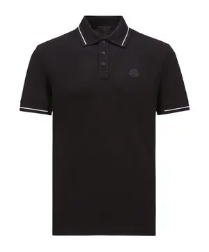 Moncler Logo Patch Short-sleeved Polo Shirt - Black