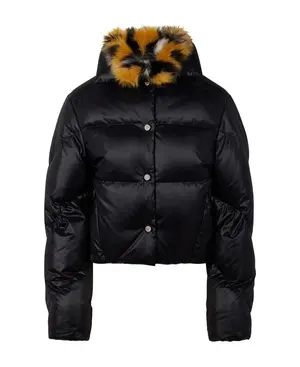 Rabanne Cropped Puffer Jacket With Fur Collar