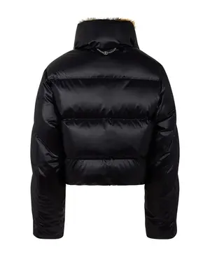 Rabanne Cropped Puffer Jacket With Fur Collar