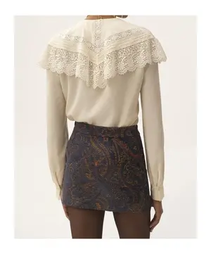 Chloé Lace-trim Collar Gathered Blouse