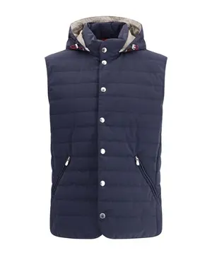Brunello Cucinelli Quilted Hooded Gilet - Black