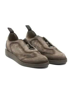 Santoni Suede Sneakers With Elastic Laces