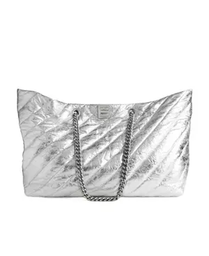 Balenciaga Crush Large Quilted Tote Bag - Silver