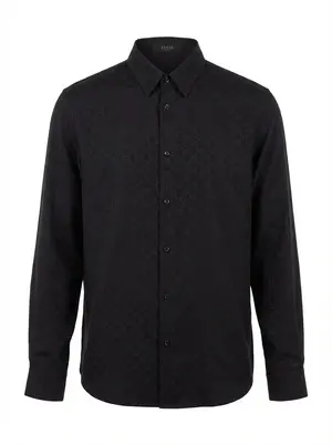 Gucci Monogrammed Collared Long-sleeve Shirt