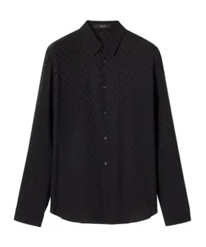 Gucci Monogrammed Collared Long-sleeve Shirt - Black