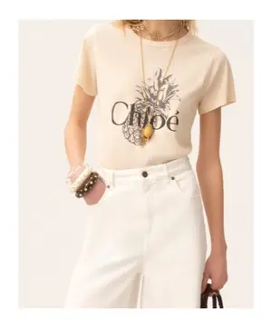 Chloé Logo And Pineapple Print Crewneck T-shirt - Tender Peach