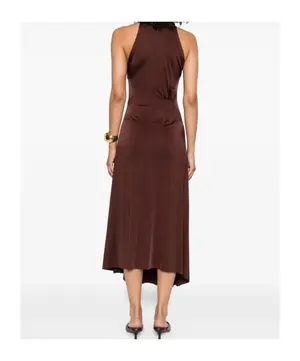 Victoria Beckham High-neck Sleeveless Fitted Bodice Flared Skirt Dress