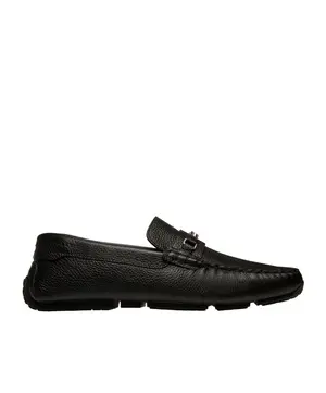 Bally Pilot Driver Loafers In Grained Leather - Black