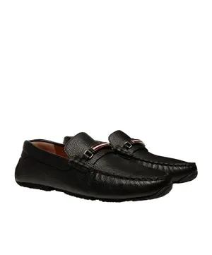 Bally Pilot Driver Loafers In Grained Leather - Black