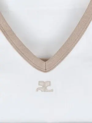 COURREGES V-neck Logo Tank Top