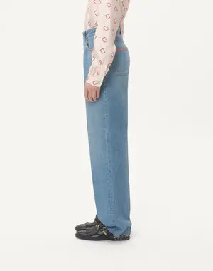 Valentino Garavani Floral Trim Straight Leg Jeans
