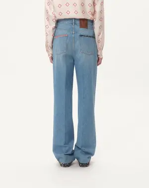 Valentino Garavani Floral Trim Straight Leg Jeans