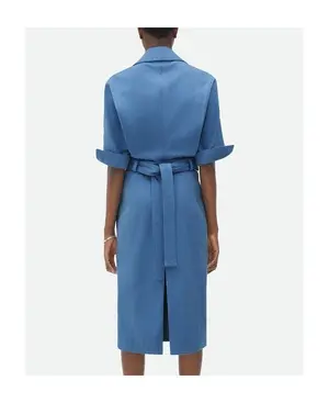 Bottega Veneta Twill Midi Dress With Double Belt Closure