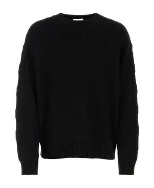 Off-White Crewneck Knitted Jumper With Ribbed Details - Black