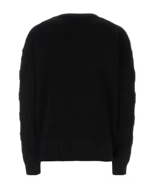 Off-White Crewneck Knitted Jumper With Ribbed Details - Black