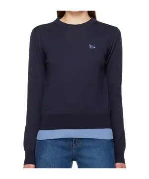 Maison Kitsuné Baby Fox Patch Crew Neck Jumper - Black