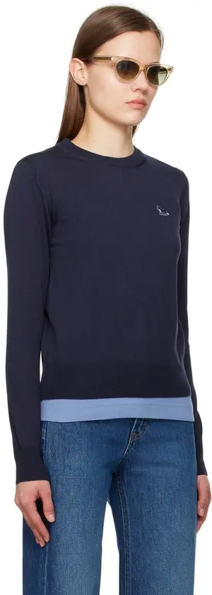 Maison Kitsuné Baby Fox Patch Crew Neck Jumper - Black