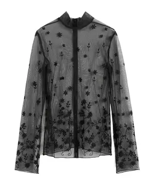 TOTEME Floral Embroidered Zip Up Shirt