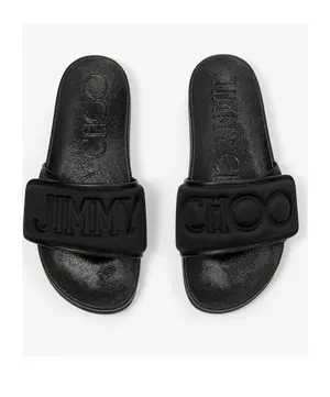 JIMMY CHOO Open-toe Slides With Adjustable Strap - Black